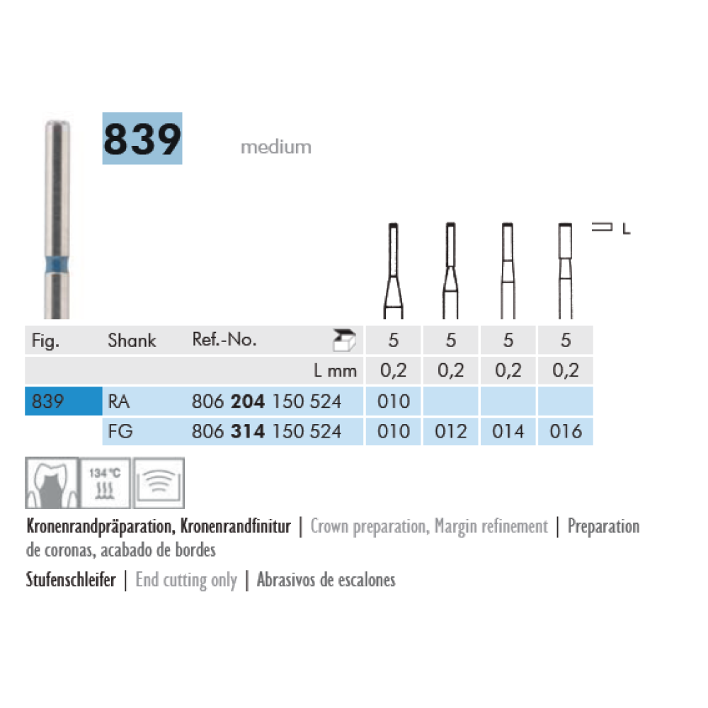 Cylinder End Cutting Only Medium Diamond Bur